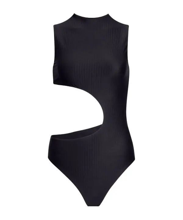 Alaïa Sleeveless Ribbed Cutout Swimsuit - Black