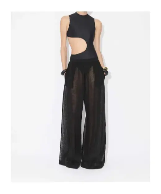 Alaïa Ribbed Cut-out Swimsuit With Zip Closure - Black