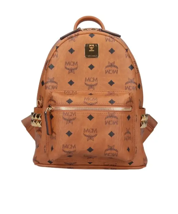 Mcm Stark Side Studs Zipped Backpack - Brown
