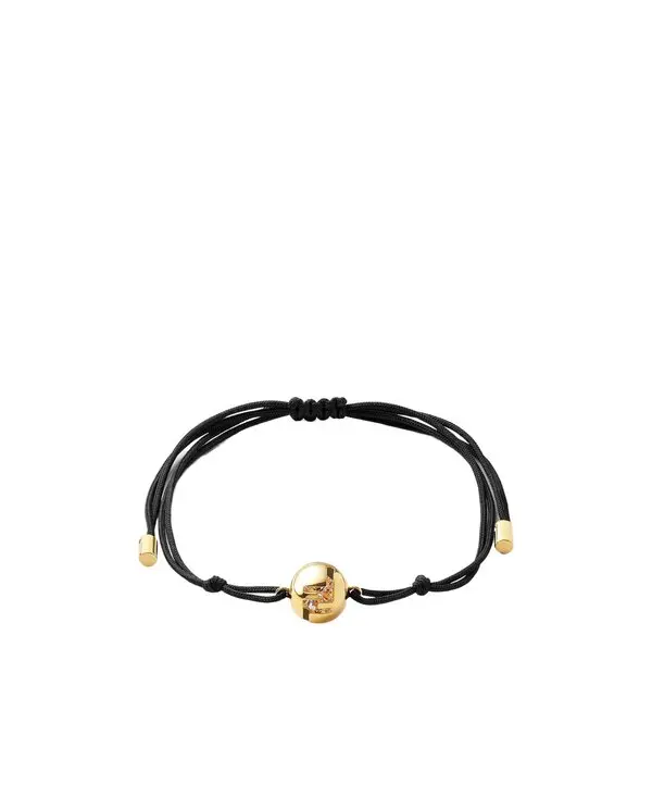 Fendi Cord And Gold-colored Metal Bracelet With Crystal Embellishments - Black And Gold