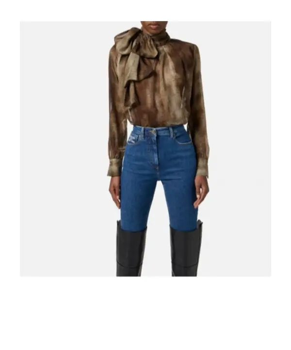 Elisabetta Franchi Python Print Voile Blouse