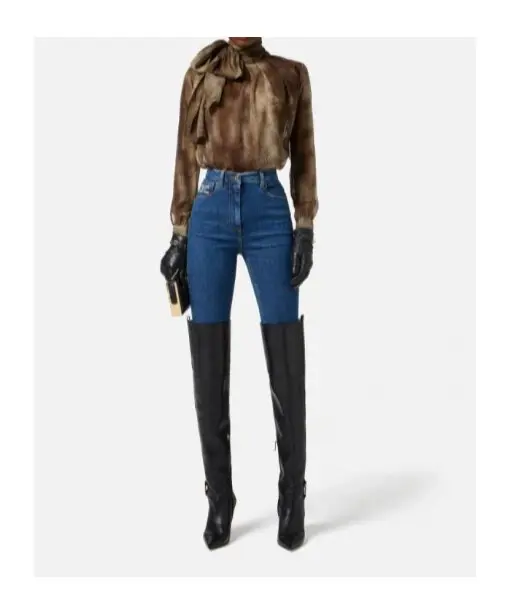 Elisabetta Franchi Python Print Voile Blouse