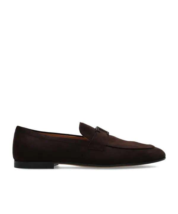 TOD'S Round Toe Loafers With T Logo Detail
