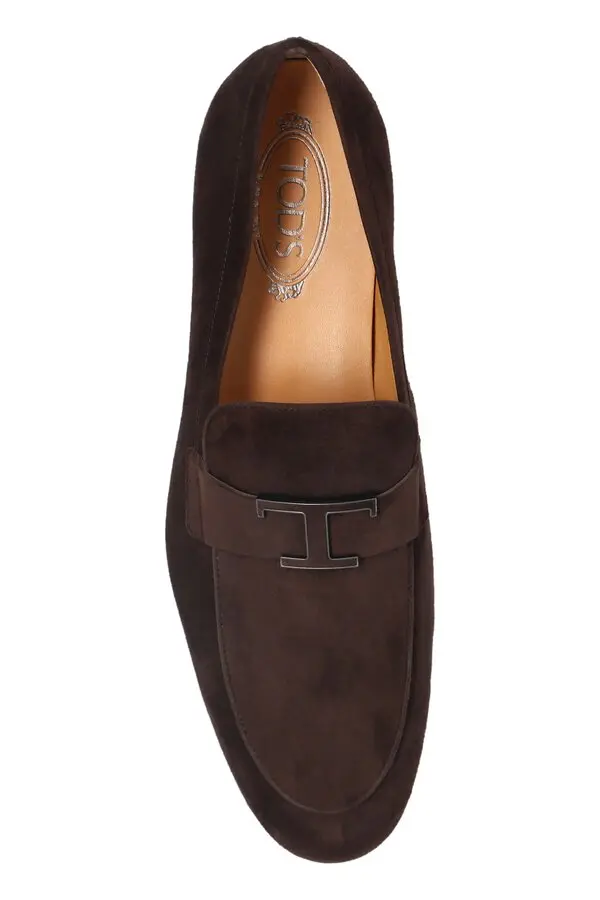 TOD'S Round Toe Loafers With T Logo Detail