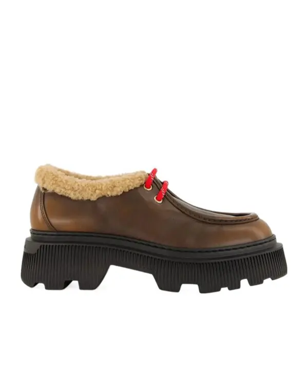 Santoni Leather Derby Shoes With Textured Sole - Black