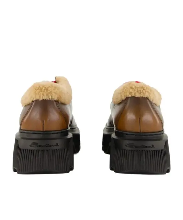 Santoni Leather Derby Shoes With Textured Sole - Black