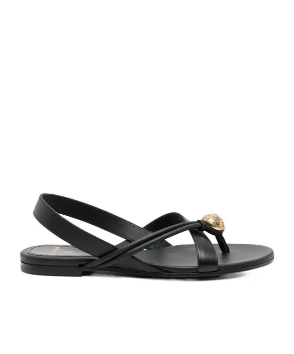 Balmain Embossed Button Thong Strapped Sandals