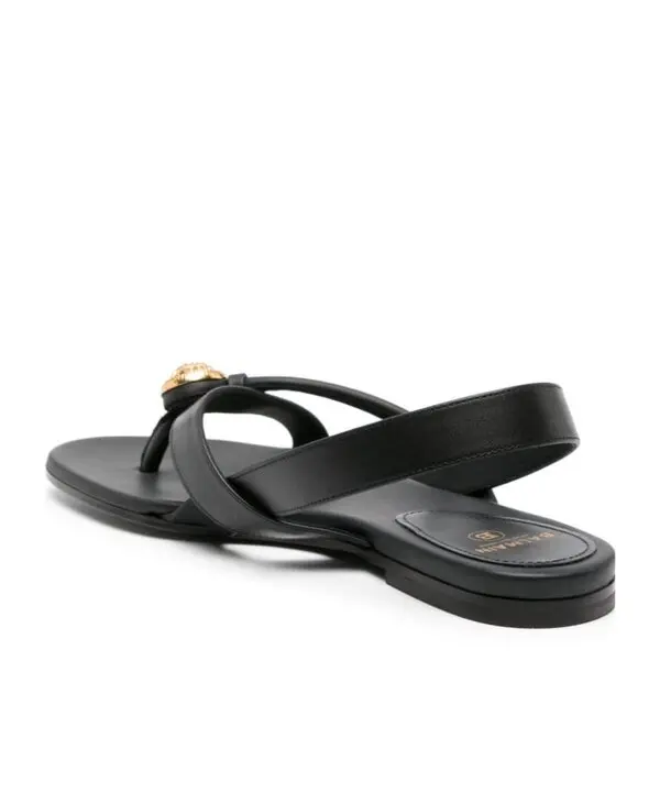 Balmain Embossed Button Thong Strapped Sandals