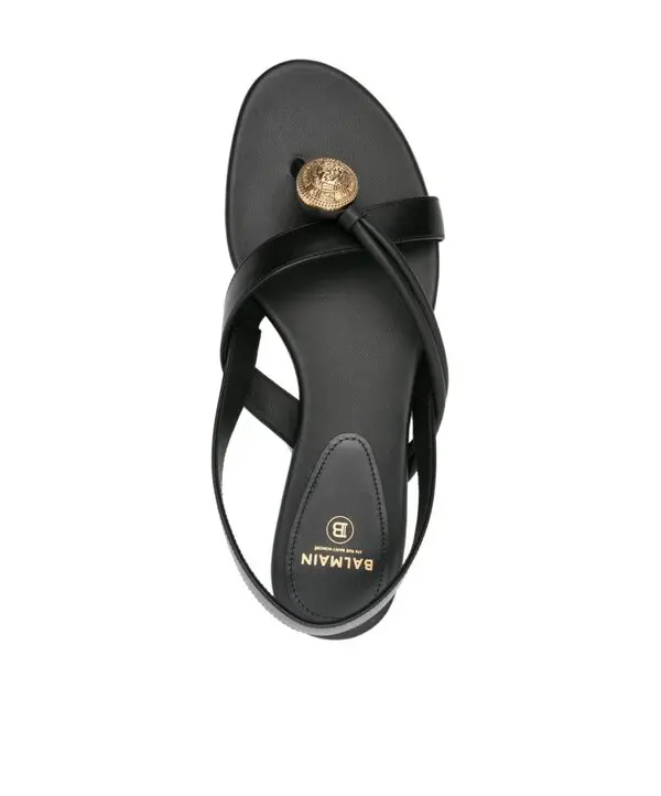 Balmain Embossed Button Thong Strapped Sandals