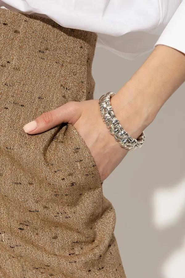 Bottega Veneta Woven Silver Bracelet - White