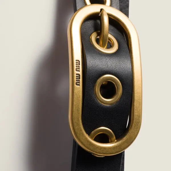 Miu Miu Logo Engraved Buckle Belt