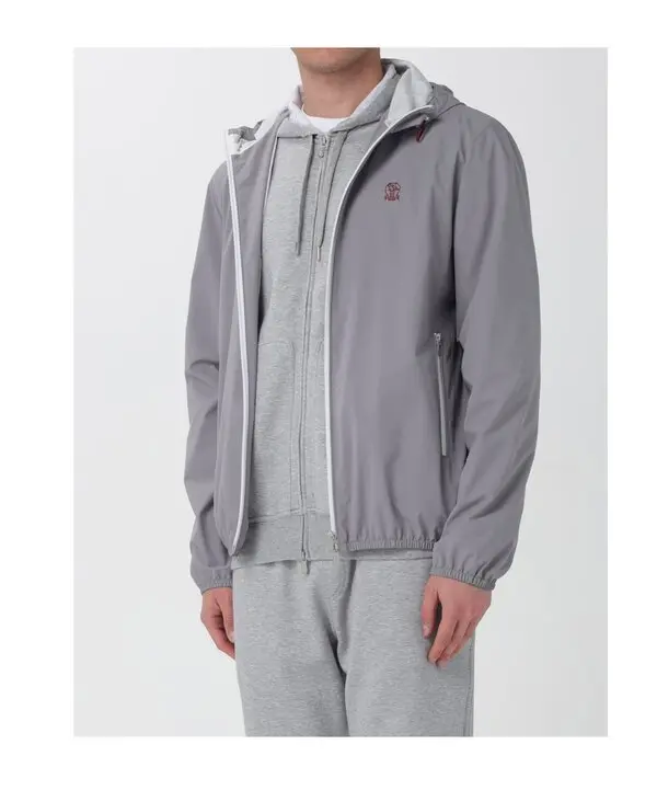 Brunello Cucinelli Logo Embroidered Zip-up Hooded Jacket - No