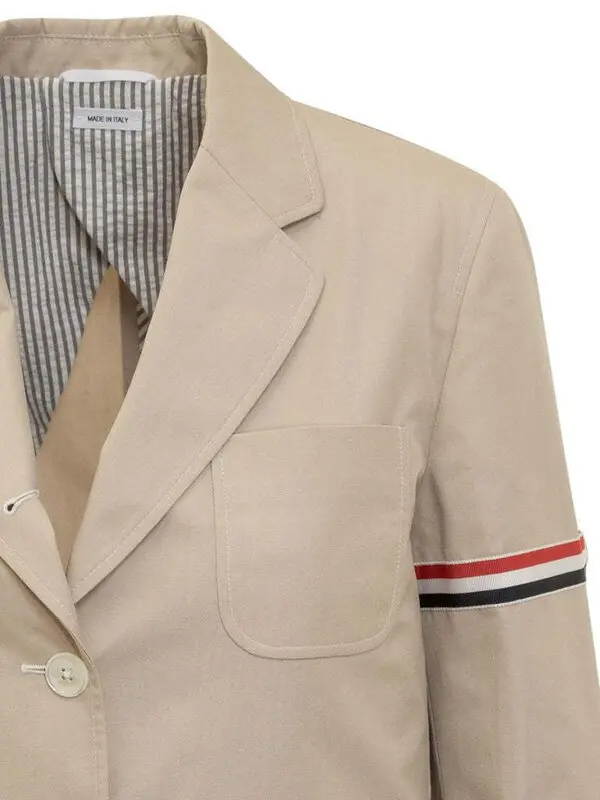 Thom Browne Single Breasted Cropped Jacket - Nude
