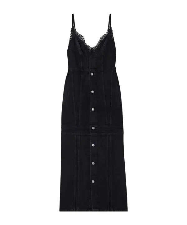 Stella McCartney Lace-trimmed Denim Midi Dress