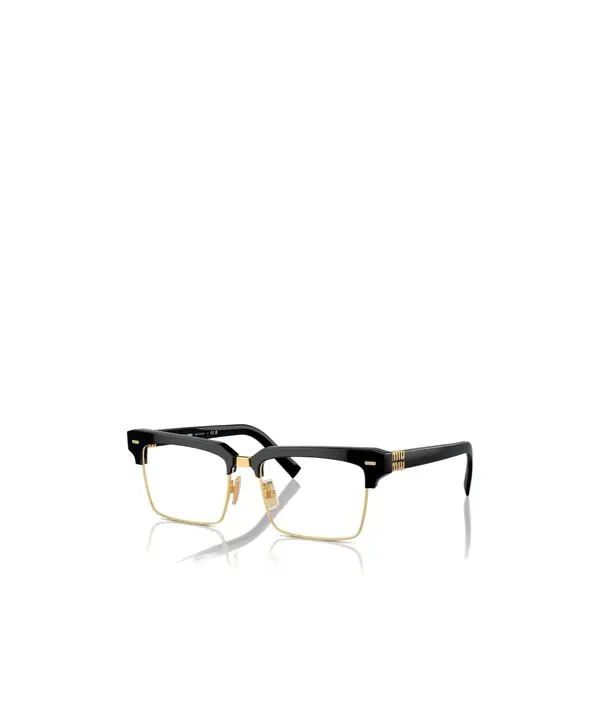 Miu Miu Half Rim Eyeglasses With Logo Detail - Black Gold