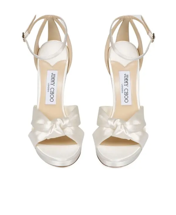 JIMMY CHOO Rosie 120 Satin Platform Sandals - White