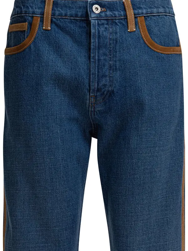 Miu Miu Straight-leg Denim Jeans With Leather Detailing