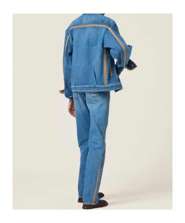 Miu Miu Straight-leg Denim Jeans With Leather Detailing