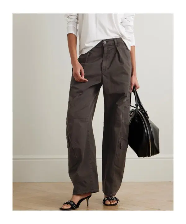 Citizens Of Humanity Flight Pleated Organic Cotton-blend Twill Tapered Cargo Pants - Brown