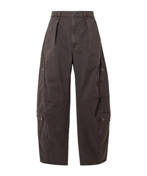 Citizens Of Humanity Flight Pleated Organic Cotton-blend Twill Tapered Cargo Pants - Brown