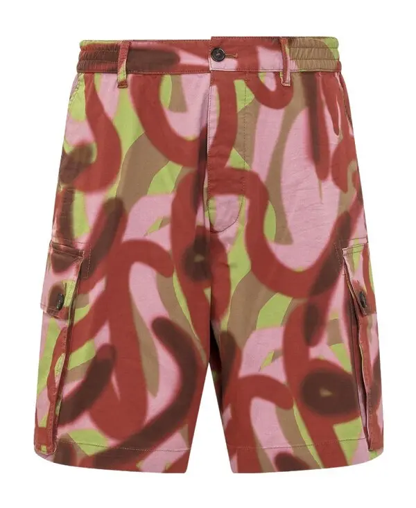 Dsquared2 Abstract Print Cargo Shorts - Red