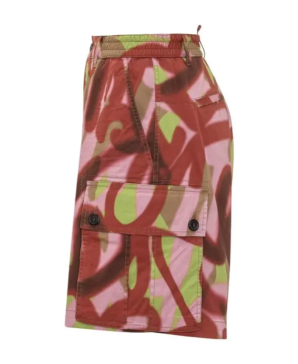Dsquared2 Abstract Print Cargo Shorts - Red