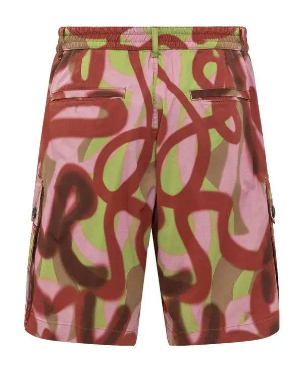 Dsquared2 Abstract Print Cargo Shorts - Red