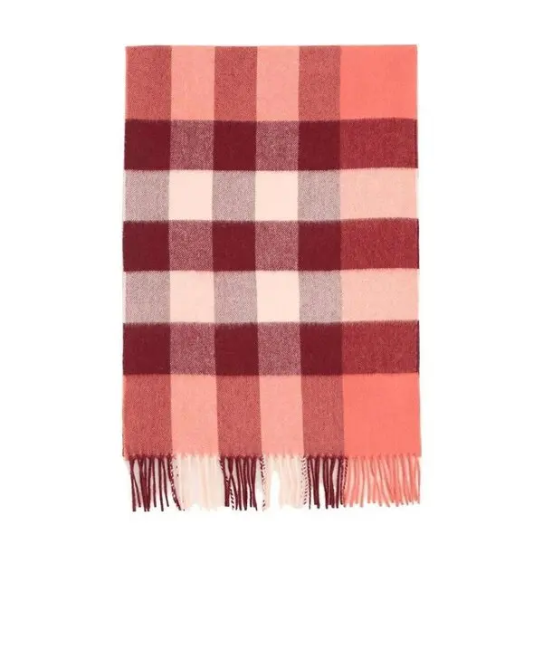 Burberry Checked Fringed-edge Scarf - Red