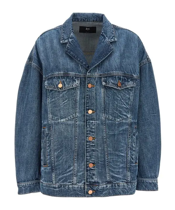 3x1 Lapel Long-sleeved Denim Coat
