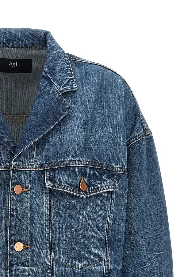 3x1 Lapel Long-sleeved Denim Coat