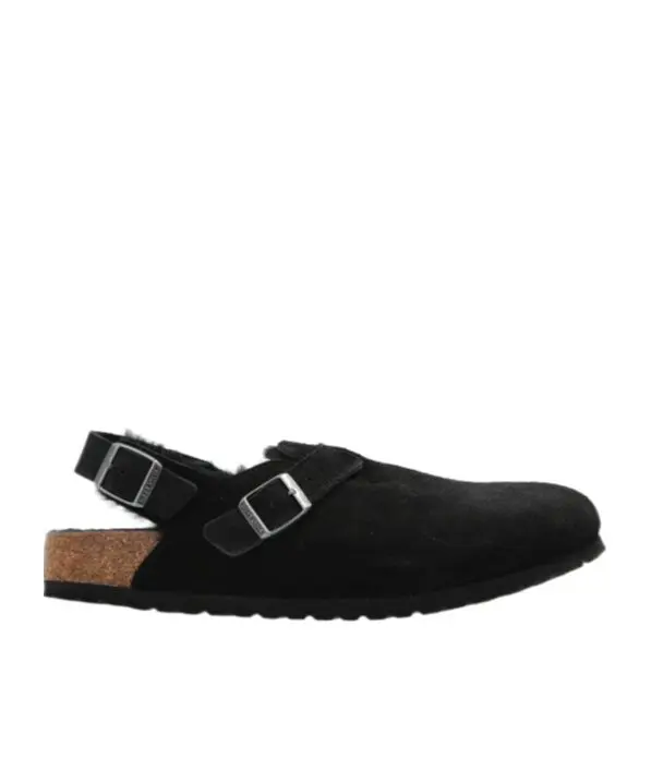 BIRKENSTOCK Tokio Suede Clogs With Buckle Detail - Black