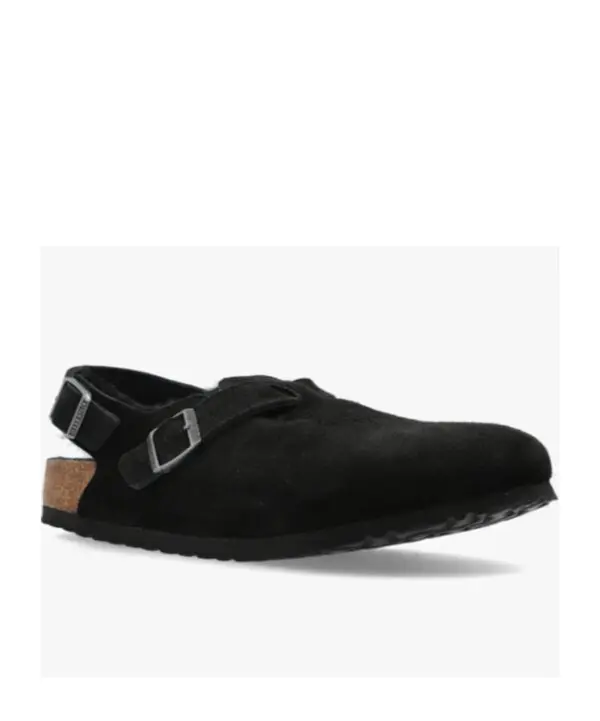 BIRKENSTOCK Tokio Suede Clogs With Buckle Detail - Black
