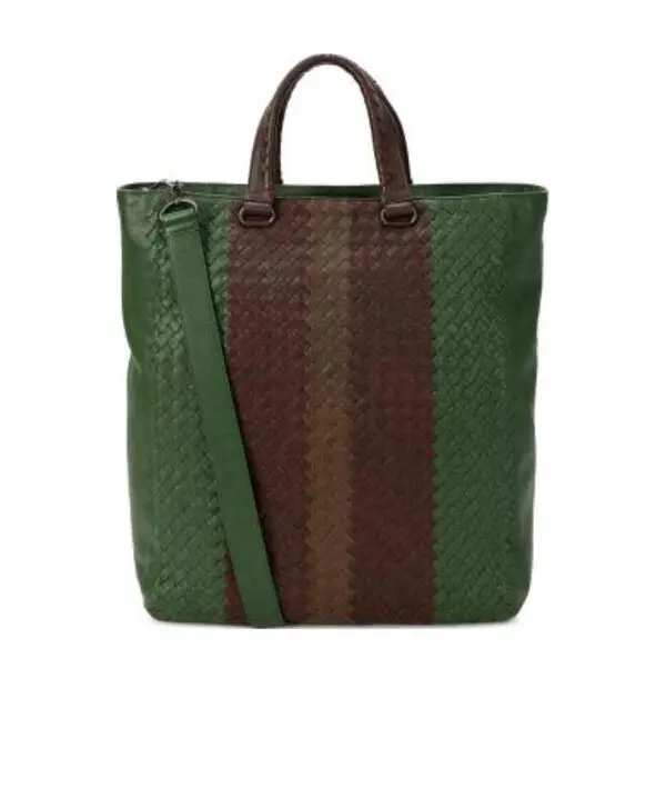 Bottega Veneta Woven Leather Handbag With Shoulder Strap - Green