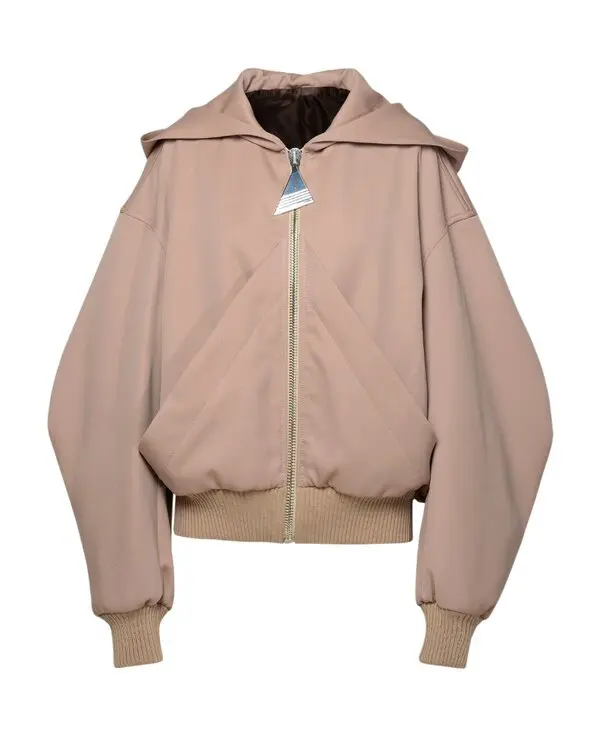 Attico Hooded Zip-up Bomber Jacket - Nude