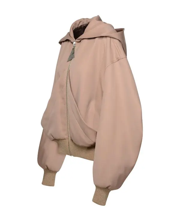 Attico Hooded Zip-up Bomber Jacket - Nude