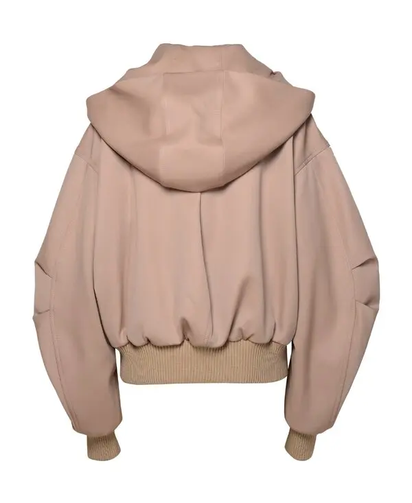 Attico Hooded Zip-up Bomber Jacket - Nude