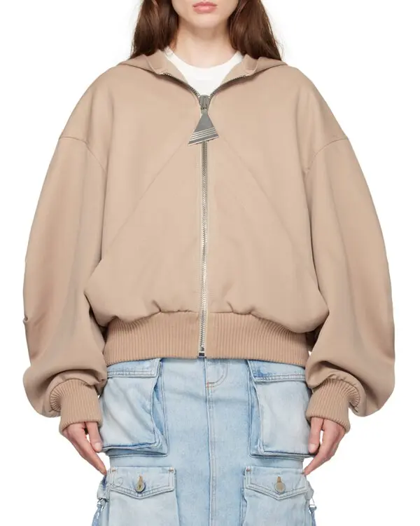 Attico Hooded Zip-up Bomber Jacket - Nude