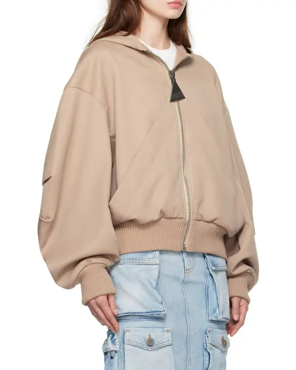 Attico Hooded Zip-up Bomber Jacket - Nude
