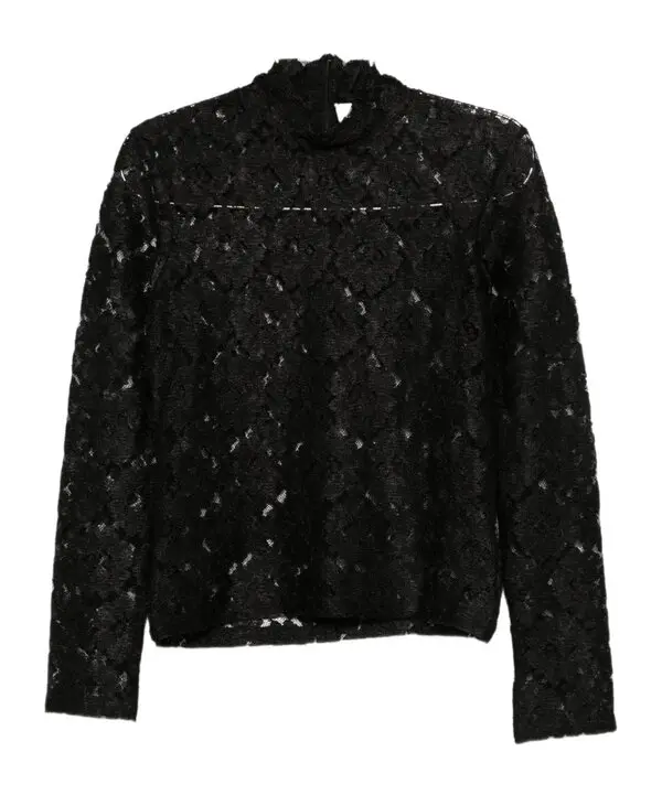 RÓHE Lace Mock-neck T-shirt - Black