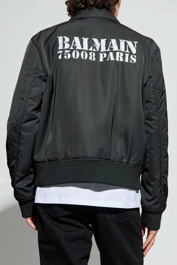 Balmain Logo Printed Bomber Jacket