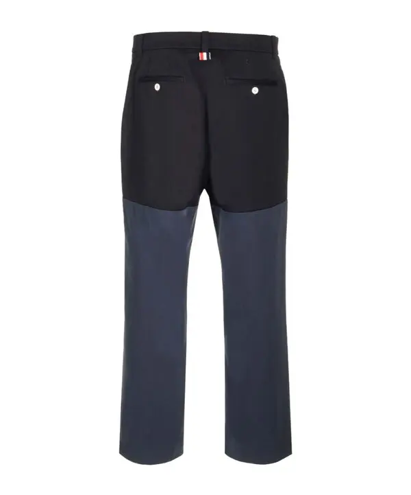 Thom Browne Panelled Straight Leg Trousers - Navy Blue