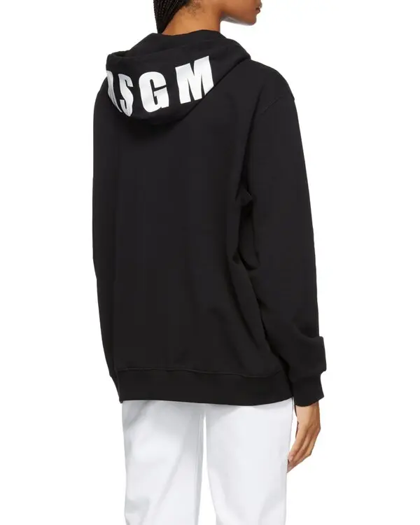 MSGM Logo Trimmed Hoodie - Black