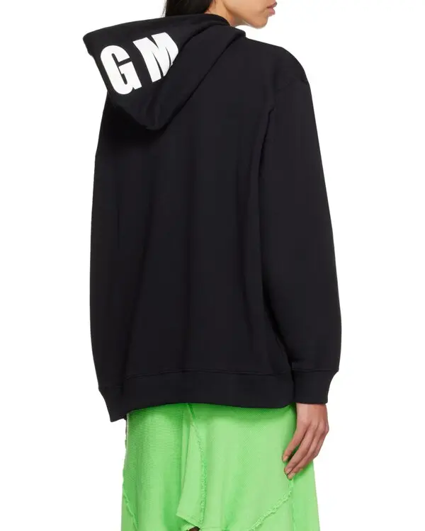 MSGM Logo Trimmed Hoodie - Black