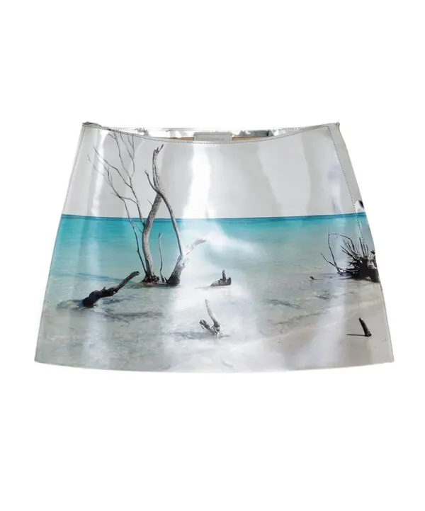 Prada High-shine A-line Mini Skirt - Silver
