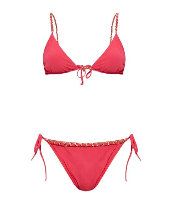 Balmain Chain-embellished Triangle Bikini - Red