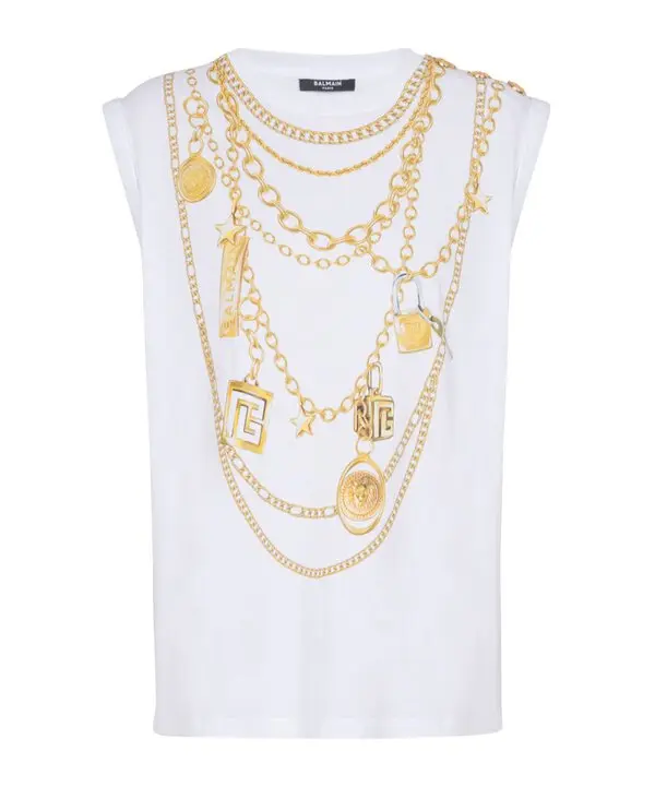 Balmain Collier Print Vest Top - White