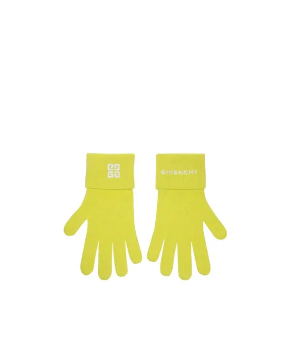 Givenchy Logo Trimmed Gloves - Yellow