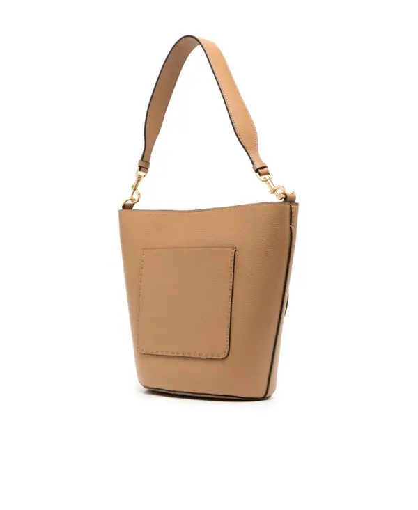 Tory Burch Mcgraw Double T Logo Plaque Bucket Bag