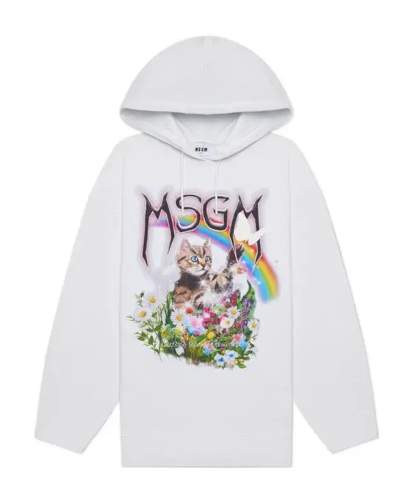 MSGM Logo Graphic Hoodie - White