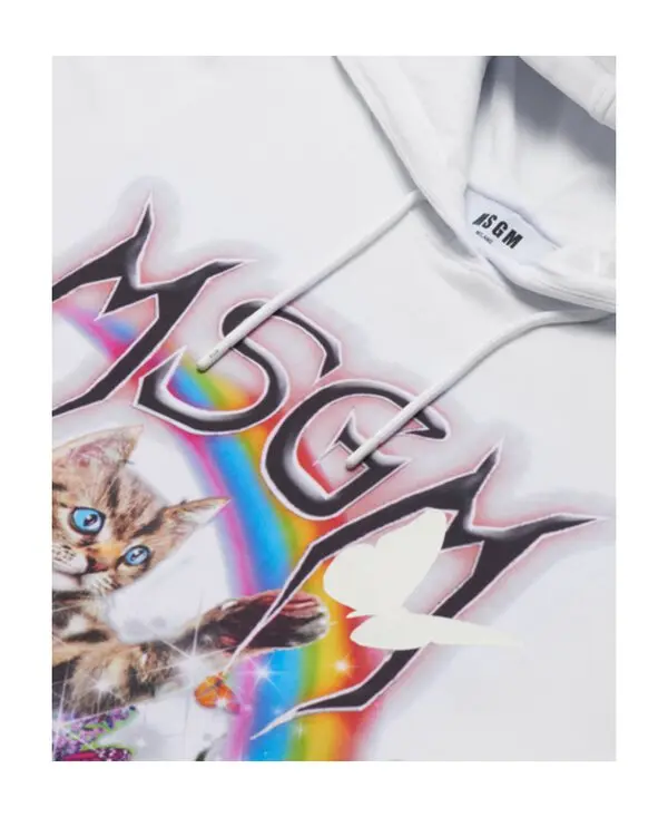 MSGM Logo Graphic Hoodie - White